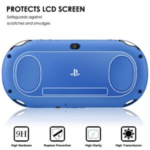 AFUNTA Screen Protectors Compatible Sony PlayStation Vita 2000 with Back Covers, 2 Pack (4 Pcs) Tempered Glass for Front Screen and HD Clear PET Film Compatible The Back, PS Vita PSV 2000