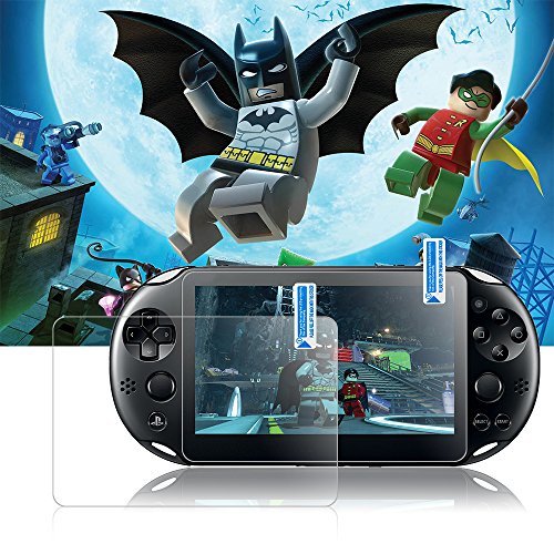 AFUNTA Screen Protectors Compatible Sony PlayStation Vita 2000 with Back Covers, 2 Pack (4 Pcs) Tempered Glass for Front Screen and HD Clear PET Film Compatible The Back, PS Vita PSV 2000