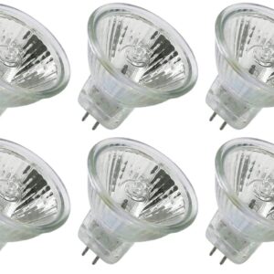 CTKcom MR11 12 Volt 10 Watt Halogen Light Bulbs,30 Degree Beam Spread Precision Halogen Reflector Fiber Optic Light Bulb with Glass Cover,6 Pack