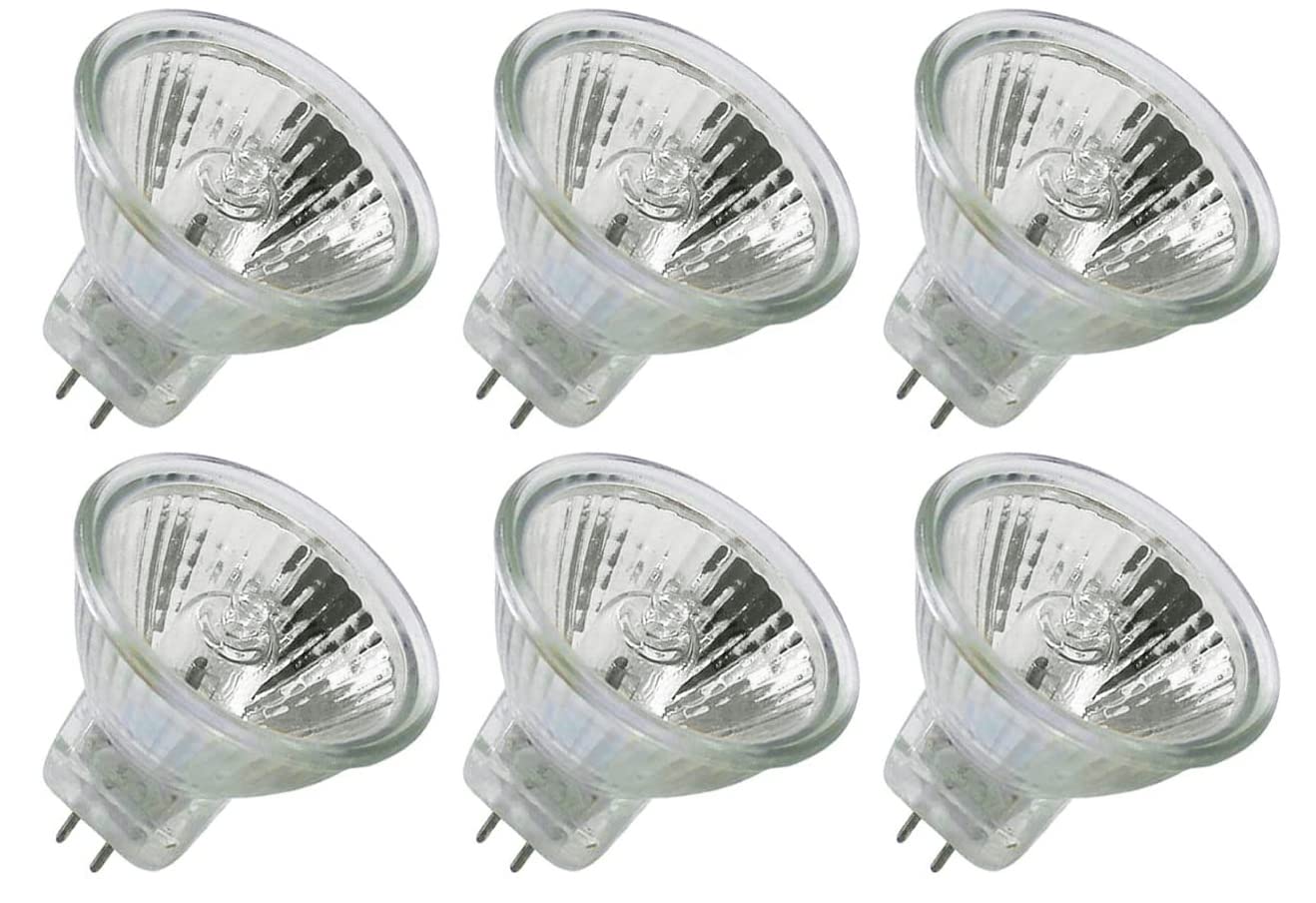 CTKcom MR11 12 Volt 10 Watt Halogen Light Bulbs,30 Degree Beam Spread Precision Halogen Reflector Fiber Optic Light Bulb with Glass Cover,6 Pack