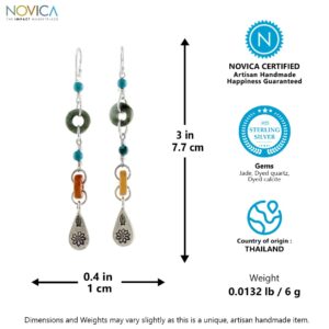 NOVICA Artisan Handcrafted Jade Earrings Silver Dangle | Turquoise Dangle Earrings Sterling Silver | Sterling Silver Beaded Earrings | Fine Sterling Silver Earrings | Multi Gem Earrings For Women