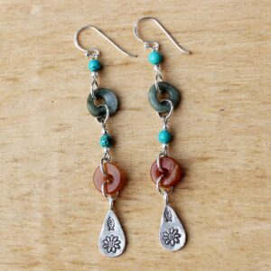 NOVICA Artisan Handcrafted Jade Earrings Silver Dangle | Turquoise Dangle Earrings Sterling Silver | Sterling Silver Beaded Earrings | Fine Sterling Silver Earrings | Multi Gem Earrings For Women