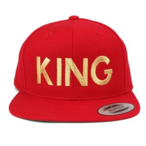 trendy apparel shop flexfit king metallic gold embroidered flat bill snapback cap - red