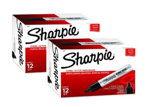 sharpie chisel tip pro permanent markers, king size black, 24-count