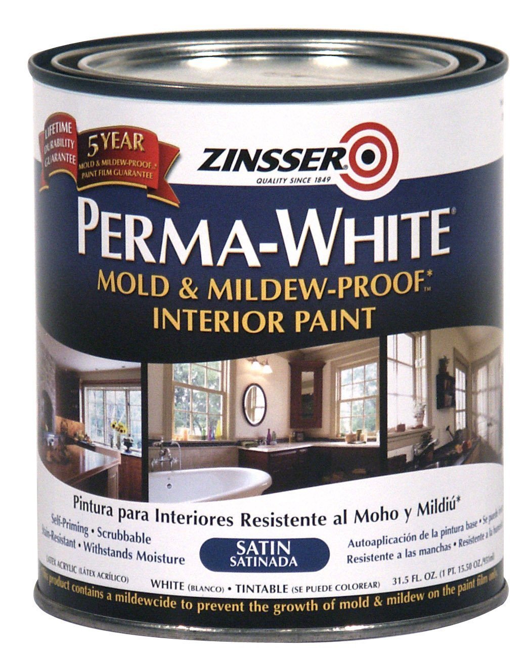 Zinsser 02704 Perma-Wht Satn Paint Qt