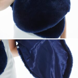 BEAUTELICATE Women's Faux Fur Shawl Stoles Wrap for Bridal/Wedding/Party-S62 Navy Blue, Navy Blue, 67"x14"