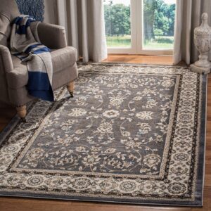 safavieh lyndhurst collection area rug - 9' x 12', grey & cream, traditional oriental design, non-shedding & easy care, ideal for high traffic areas in living room, bedroom (lnh340g)