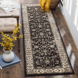 SAFAVIEH Lyndhurst Collection Area Rug - 9' x 12', Grey & Cream, Traditional Oriental Design, Non-Shedding & Easy Care, Ideal for High Traffic Areas in Living Room, Bedroom (LNH340G)