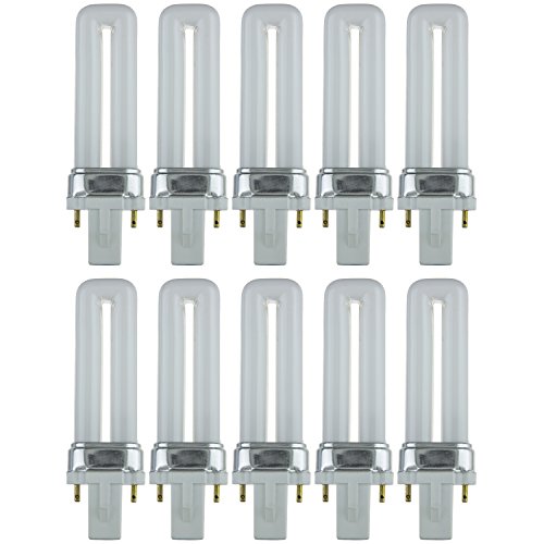 Sunlite PL5/SP41K/10PK 2-Pin Fluorescent 5W 4100K Cool White U Shaped PL CFL Twin Tube Plugin Light Bulbs with G23 Base (10 Pack)