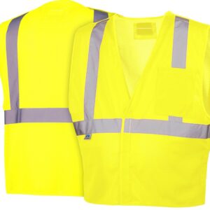 Pyramex RVHL2510BRDL RVHL25 Series Vest Hi-Vis Lime with 5 point DRing - Size Large