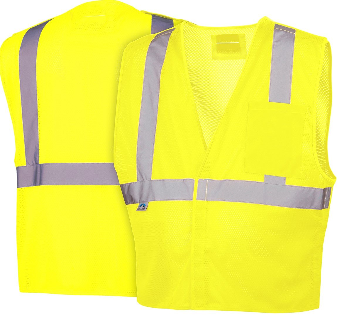 Pyramex RVHL2510BRDL RVHL25 Series Vest Hi-Vis Lime with 5 point DRing - Size Large