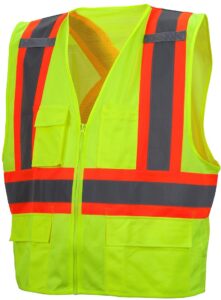 pyramex safety rcz2410l rcz24 series vest hi-vis lime vest with contrasting reflective tape - size large