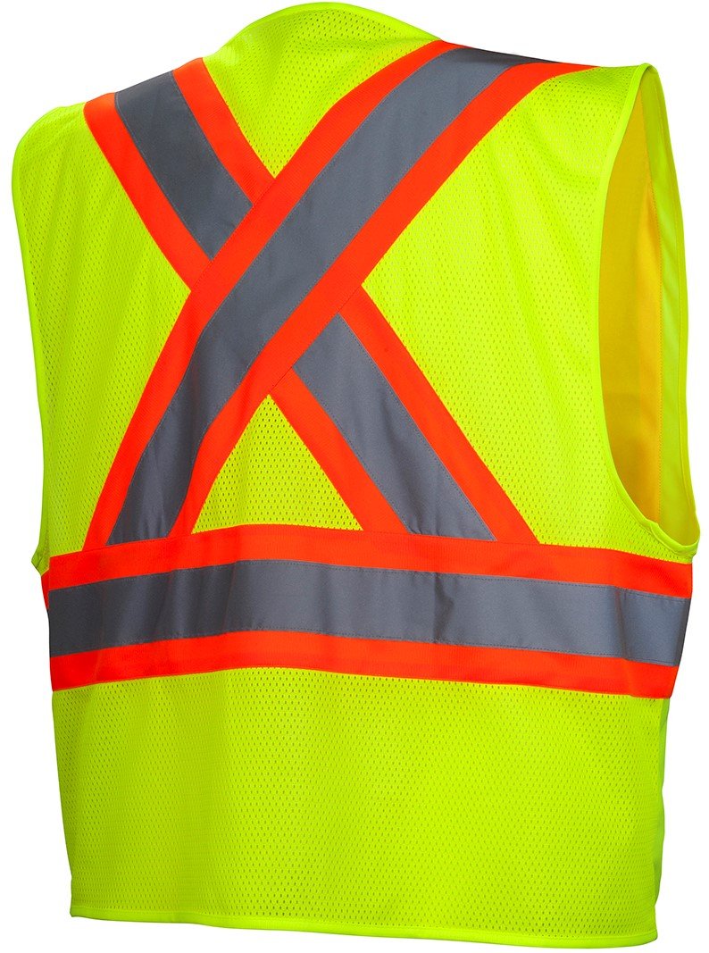 Pyramex Safety RCZ2410L RCZ24 Series Vest Hi-Vis Lime Vest with Contrasting Reflective Tape - Size Large