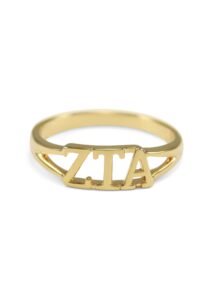 the collegiate standard zeta tau alpha 14k gold plated sorority ring with greek letters (5.0)