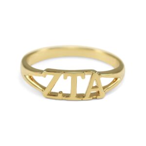 The Collegiate Standard Zeta Tau Alpha 14k Gold Plated Sorority Ring with Greek letters (5.0)