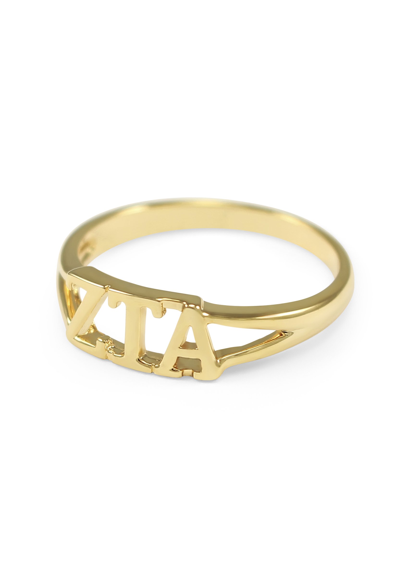 The Collegiate Standard Zeta Tau Alpha 14k Gold Plated Sorority Ring with Greek letters (5.0)