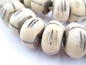 carved white bone beads - full strand of fair trade artisanal african beads - the bead chest (tribal)