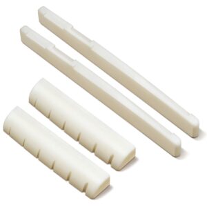 for a left handed guitar - 2 sets 4pcs 6 string acoustic guitar bone bridge saddle and nut made of real bone by blisstime