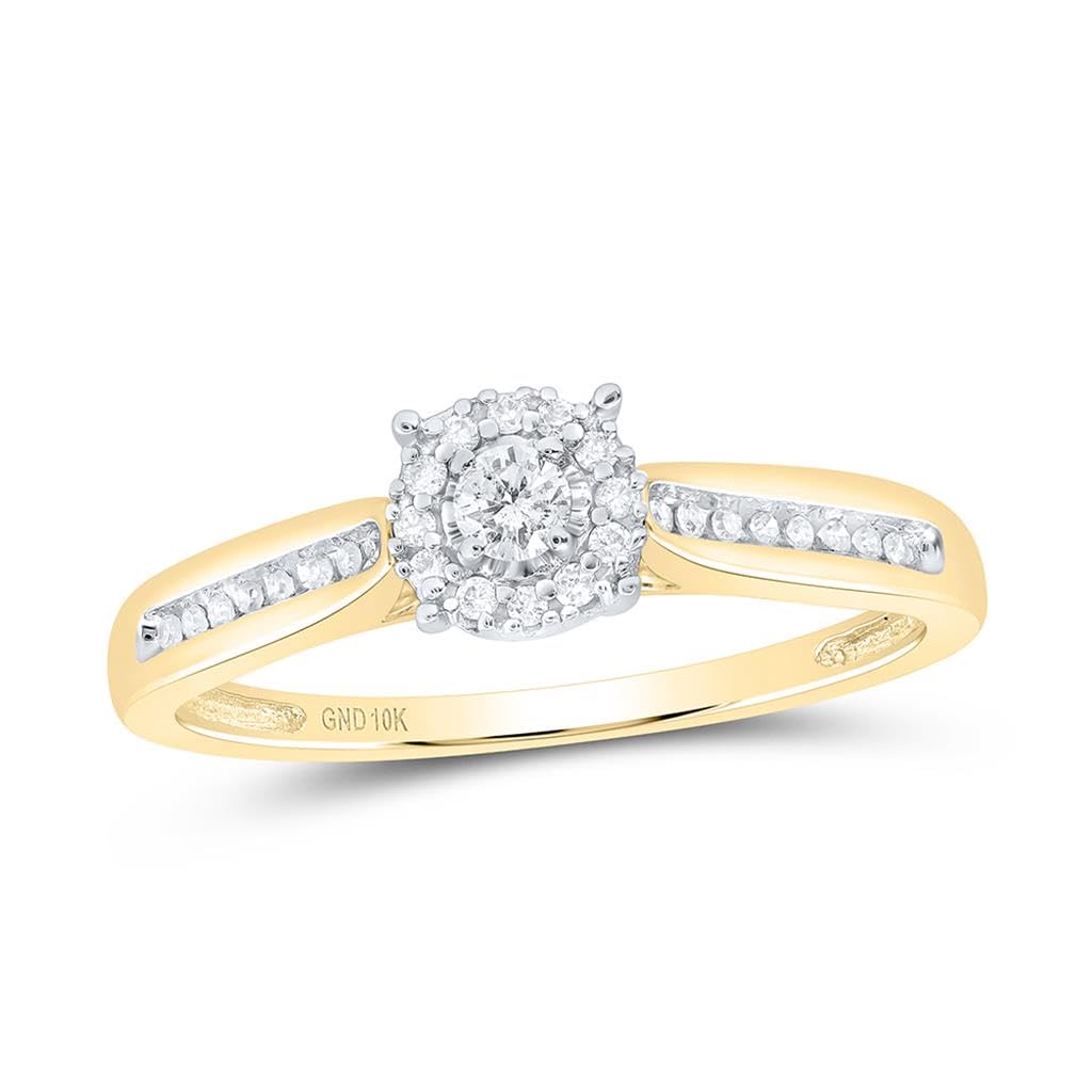 Jewels By Lux 10K Yellow Gold Round Diamond Solitaire Bridal Wedding Engagement Ring 1/6 Cttw