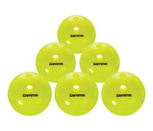 gamma photon indoor pickleballs pack of 6, usapa approved, high-visibility, durable and ultra-balanced