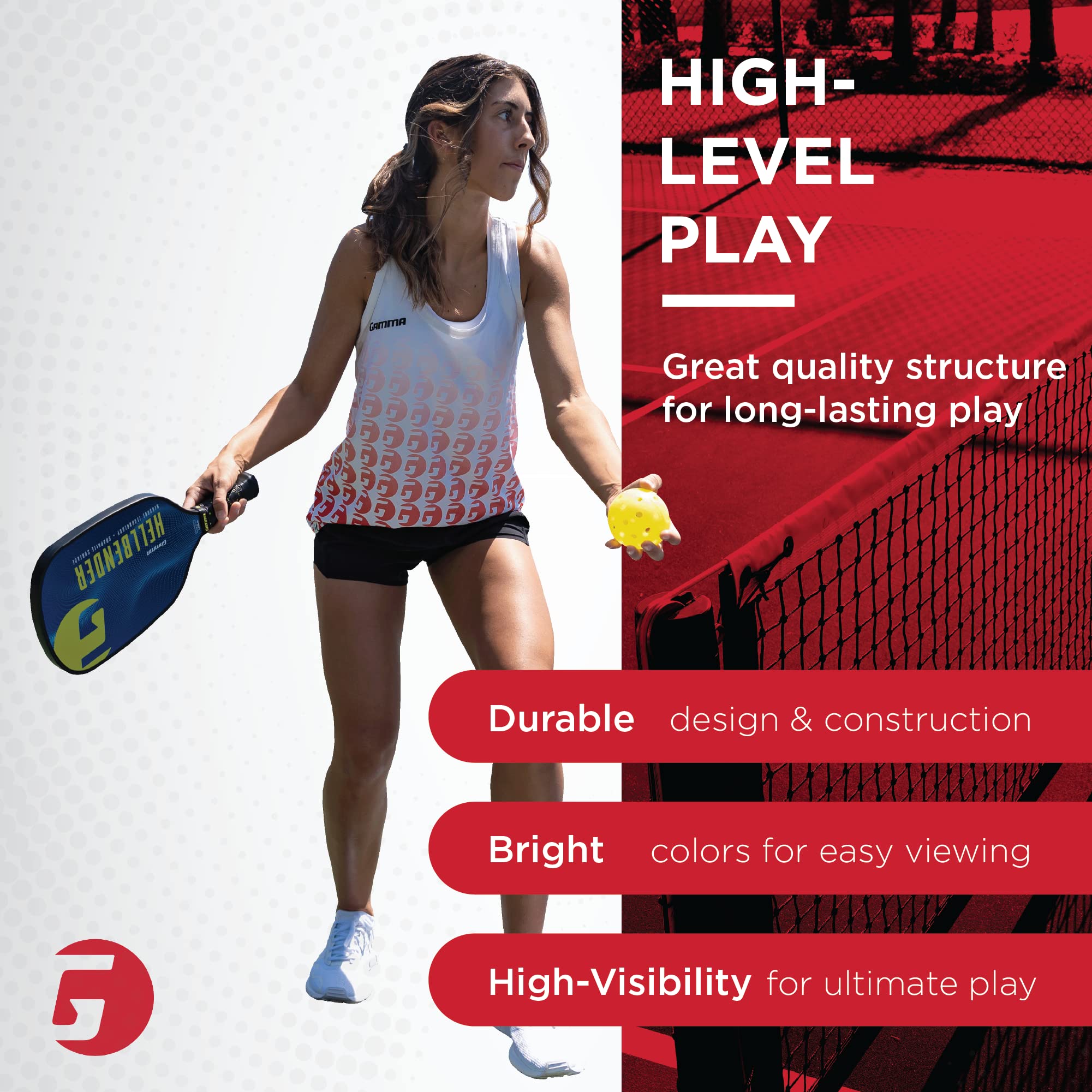 Gamma Photon Indoor Pickleballs Pack of 6, USAPA Approved, High-Visibility, Durable and Ultra-Balanced