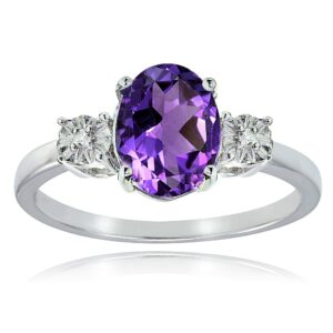 ice gems sterling silver african amethyst and oval ring, size 10