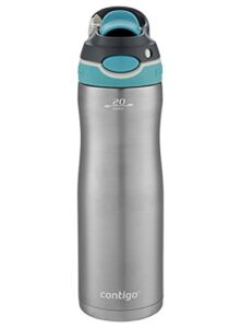 contigo autospout chug chill vacuum-insulated stainless steel water bottle, 20 oz., scuba lid, ss/scuba