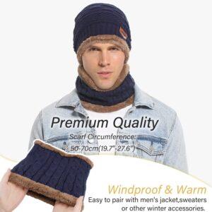 FZ FANTASTIC ZONE Mens Womens Winter Beanie Hat Scarf Set Warm Knit Thick Fleece Lined Skull Cap Neck Warmer for Men Women