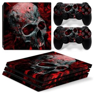 gam3gear vinyl decal protective skin cover sticker for ps4 pro console & controller (not for ps4 / ps4 slim) - red skull