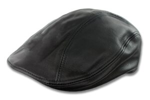 sftc oiled leather newsboy hat flat cap (large/xlarge, black)