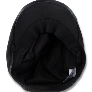 SFTC Oiled Leather Newsboy Hat Flat Cap (Large/XLarge, Black)