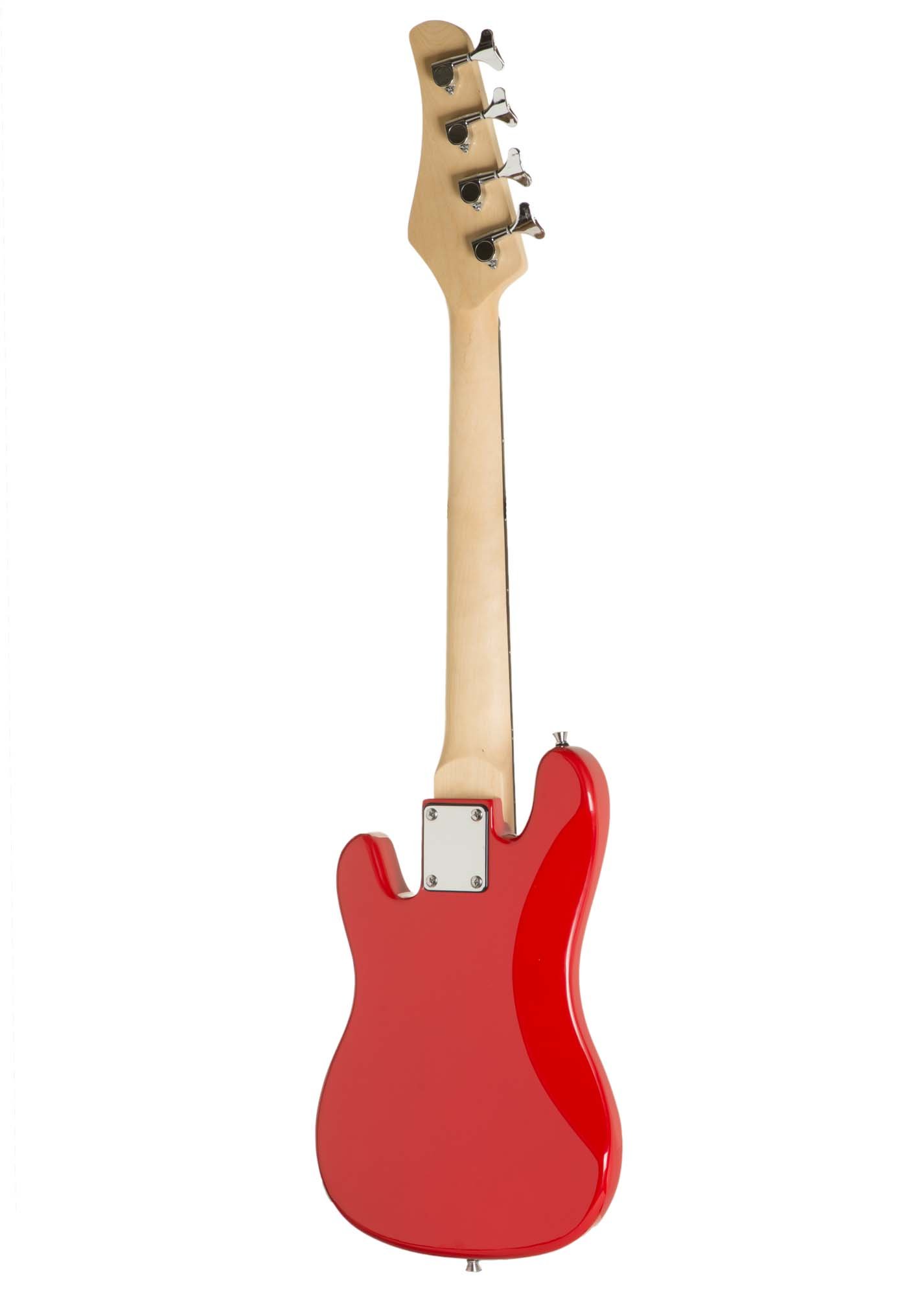 Raptor 3/4 Scale, 38 Inches Size Kids 4 Strings Electric P Bass Package - RED. With 5W Amp, Gig Bag, Strap, 10ft Cable, Picks