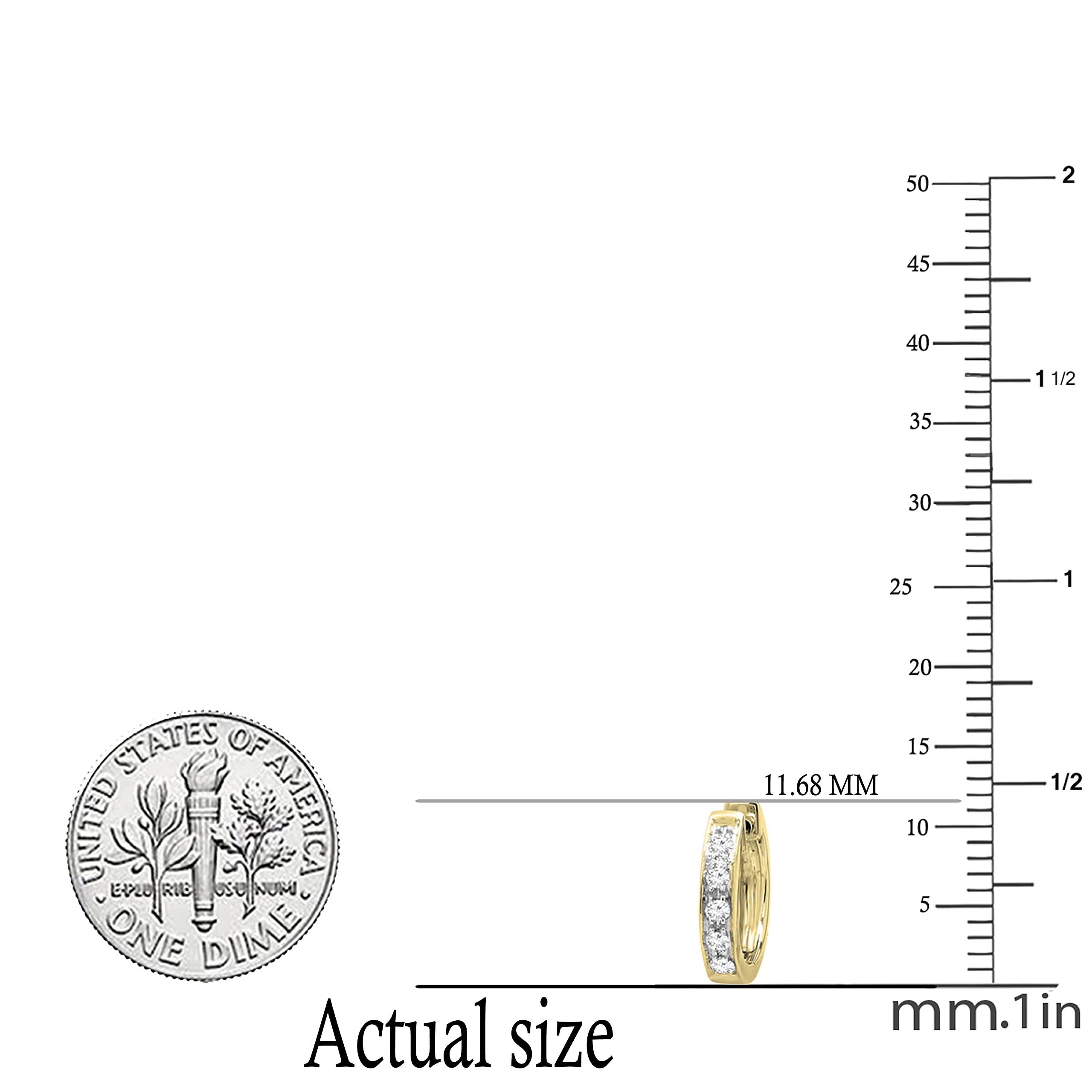 Dazzlingrock Collection 0.12 Carat (ctw) Round White Diamond Hinged Post Huggie Hoop Earrings for Women in 10K Yellow Gold