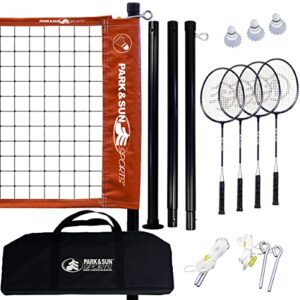 park & sun sports portable outdoor badminton net system with carrying bag and accessories: sport series