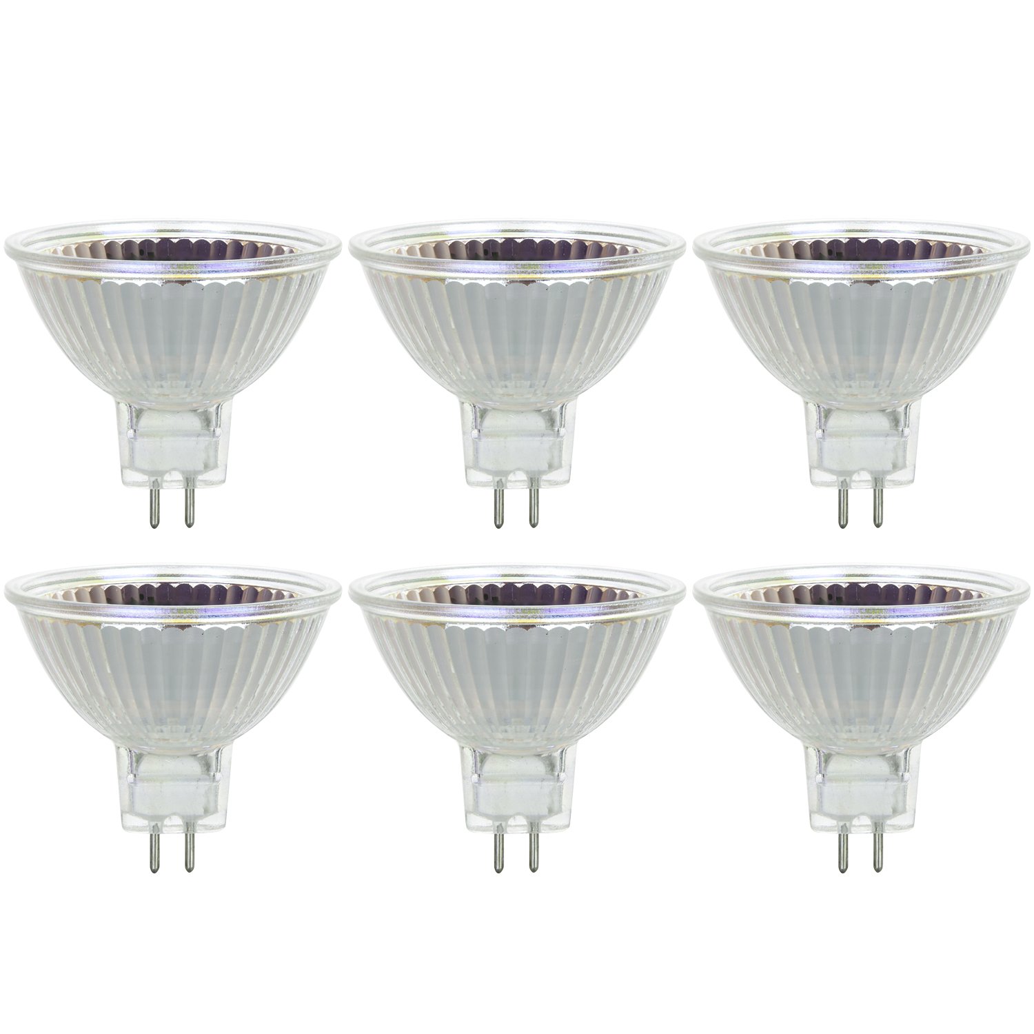 6 Pack Sunlite 75 Watt, 38 Flood, MR16 Mini Reflector, GU5.3 Bi-Pin Base