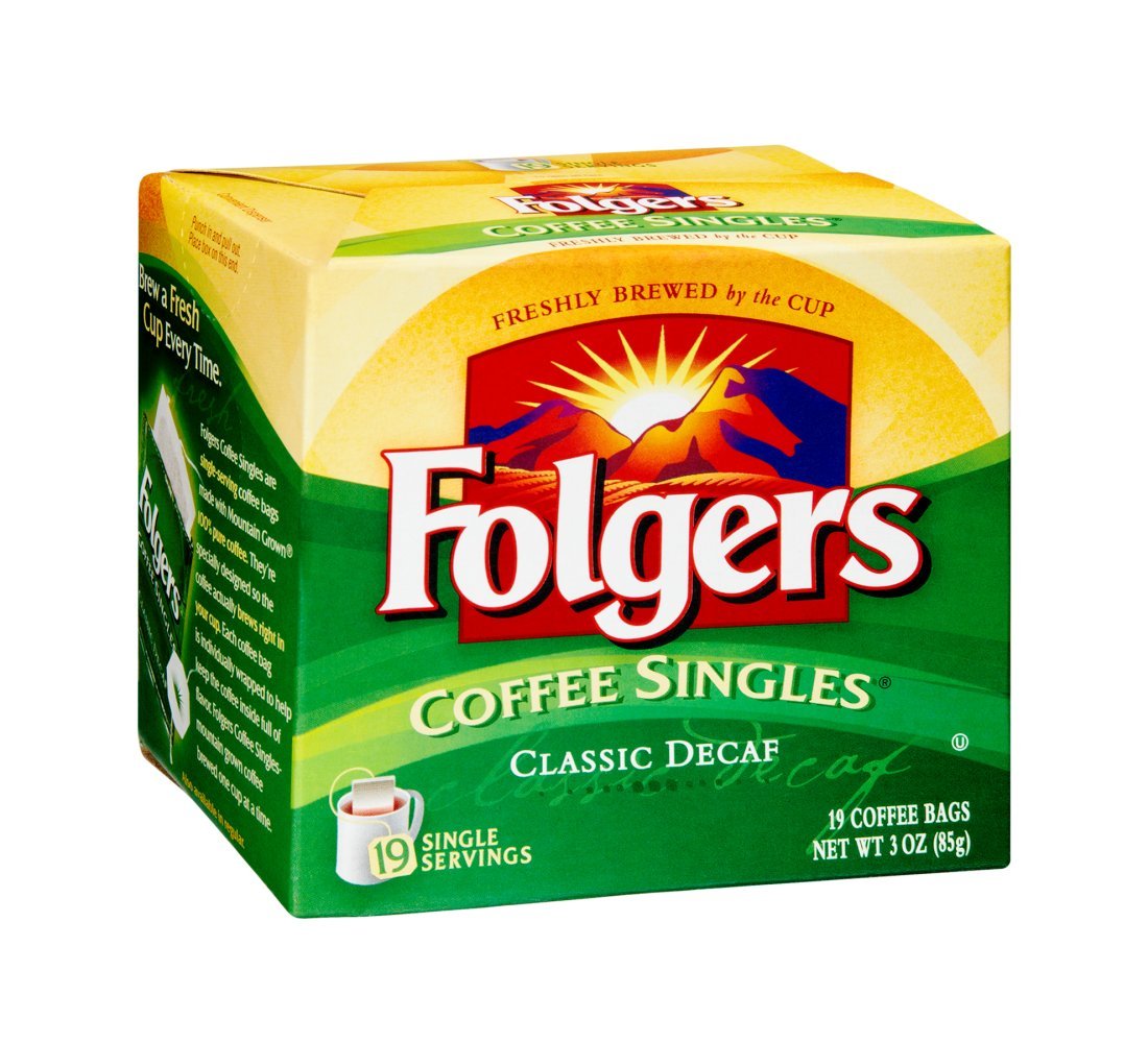 Folgers Classic Medium Roast Decaf Coffee, 19 Ct Singles Serve (Pack of 12)