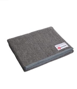 manduka yoga cotton blanket - yoga prop and accessory, roll, fold, stack to support, made of cotton, 68 inch (172cm), thunder grey