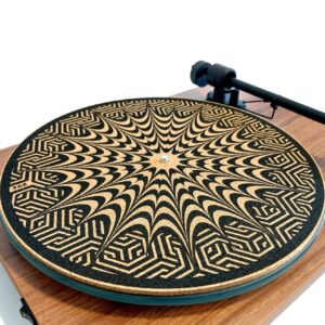 TazStudio Premium slipmat - Cork Turntable Mat [4mm Thick] for Better Sound Support on Vinyl LP Record Player - Cork mat Original Art Design - Psychedelic Geometric Mix Pattern Art-m1