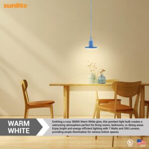 Sunlite LED UFO Pendant Light Bulbs, 11 Watts, 800 Lumens, 3000K Warm White, Medium E26 Base, 120 Volts, 110 Degree Beam Angle, UL Listed, Indoor, Blue