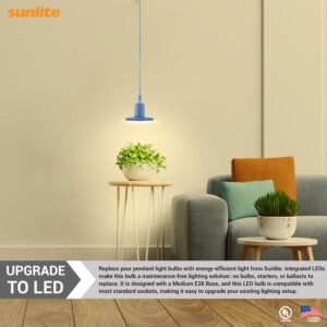 Sunlite LED UFO Pendant Light Bulbs, 11 Watts, 800 Lumens, 3000K Warm White, Medium E26 Base, 120 Volts, 110 Degree Beam Angle, UL Listed, Indoor, Blue