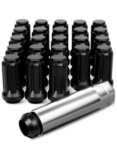 orion motor tech m14x1.5 lug nuts black with spline tuner, xl 2 inches length conical wheel nut, compatible with chevy gmc ford cadillac lincoln saab saturn silverado 1500 savana, set of 24