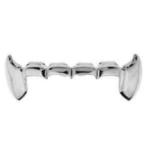 vampire half grillz fang slim silver tone bottom lower row slugs teeth hip hop grills