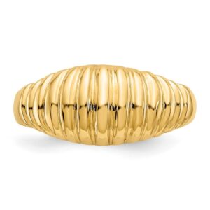 Jewels By Lux 14K Yellow Gold High Polished Ribbed Dome Ring