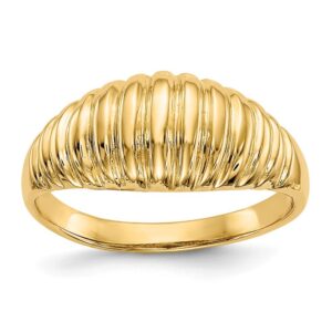 jewels by lux 14k yellow gold high polished ribbed dome ring