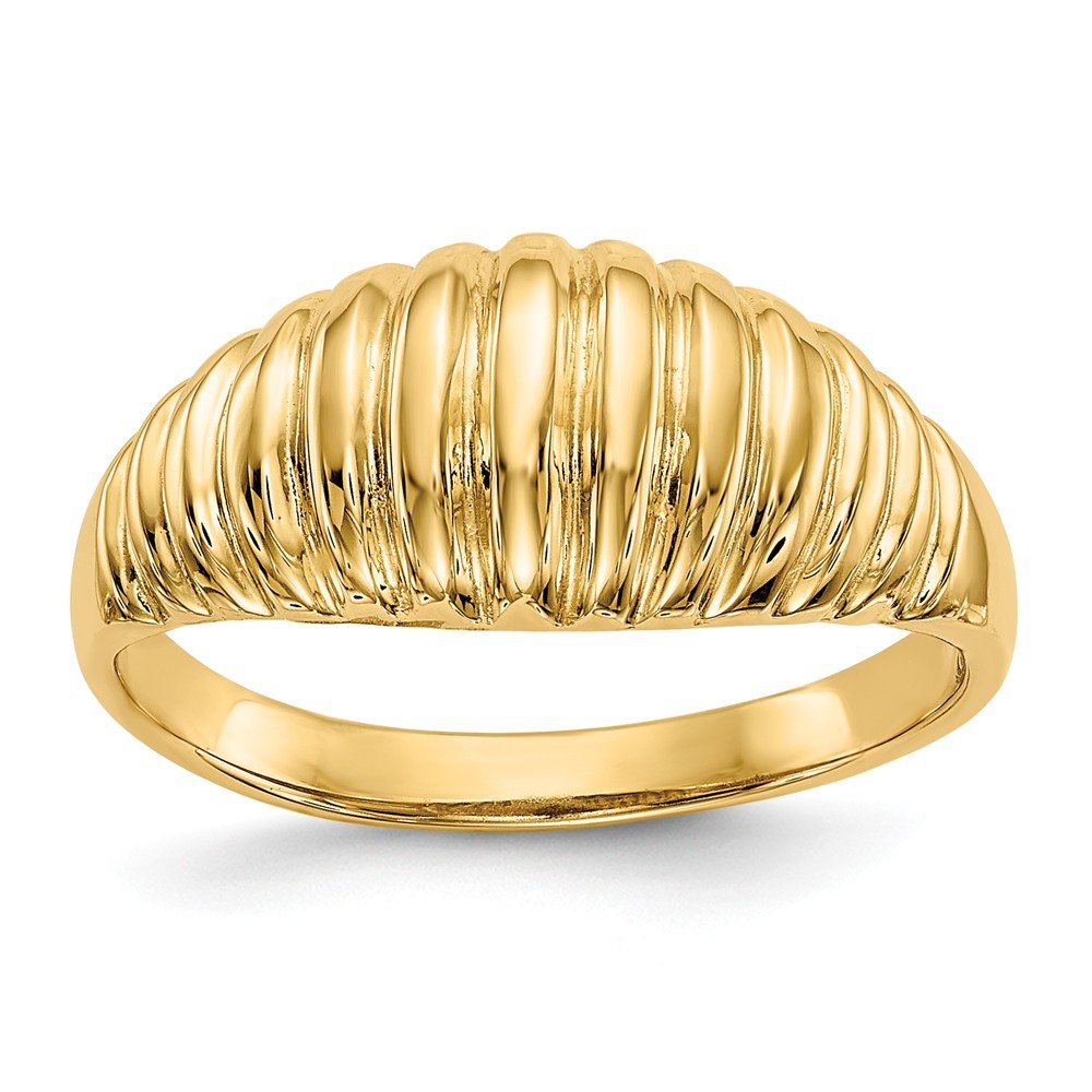 Jewels By Lux 14K Yellow Gold High Polished Ribbed Dome Ring