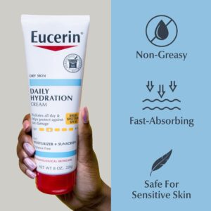 Eucerin Daily Hydration Broad Spectrum SPF 30 Sunscreen Body Cream for Dry Skin, Fragrance Free Sunscreen Moisturizer, 8 Oz Tube