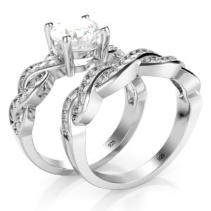 metal factory sz 7 sterling silver 925 cz cubic zirconia infinity wedding engagement ring set