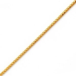 LoveBling 10K Yellow Gold 2.5mm 18" Wheat, Palm Chain Necklace with Lobster Lock