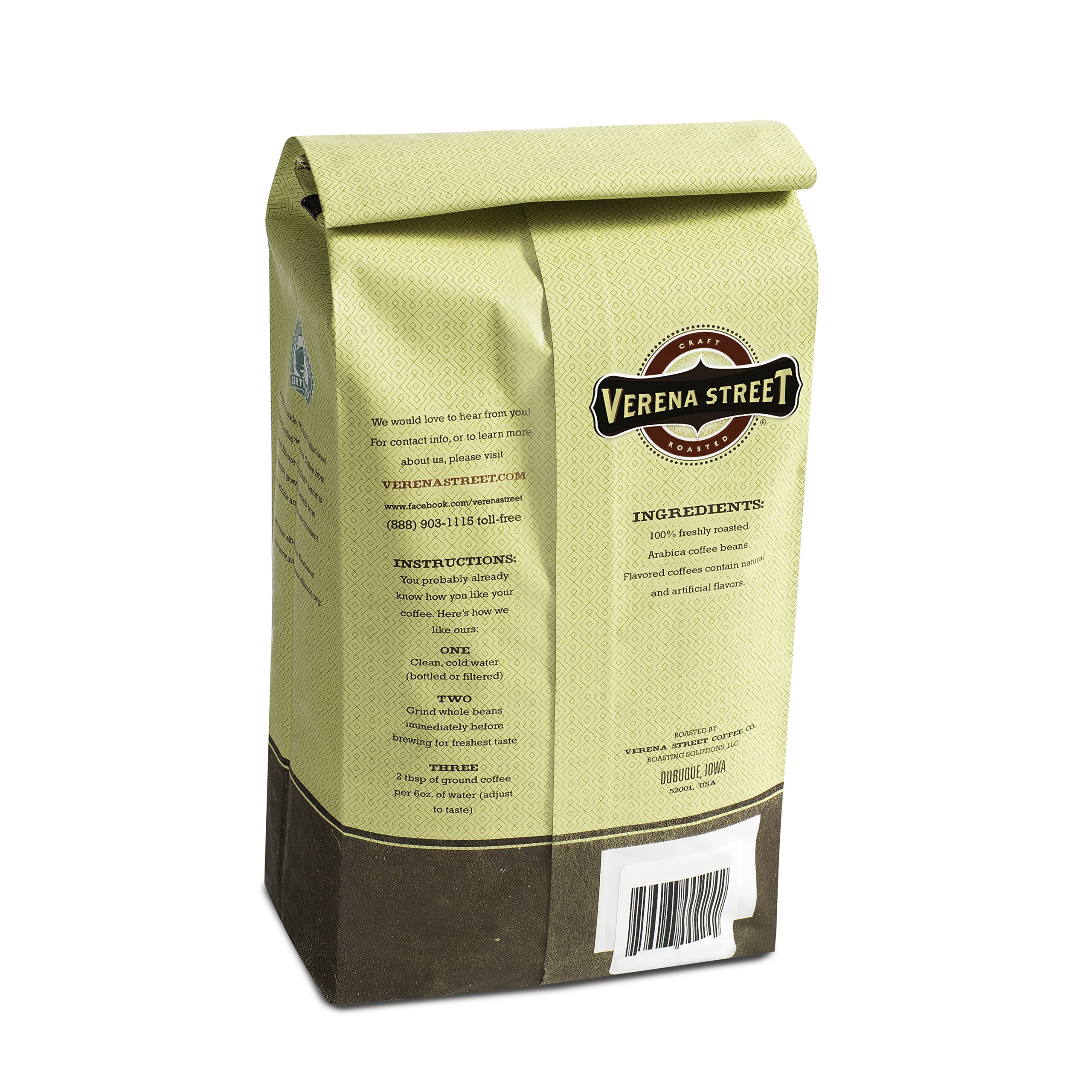 Verena Street, 2 Pound Flavored Ground Coffee, Mississippi Grogg, Medium Roast, Rainforest Alliance Certified Arabica Coffee