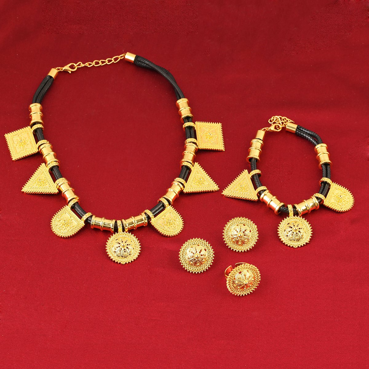 Ethiopian Jewelry Set Gold Plated 24k Eritrea Habesha Sets Ethiopia Jewellery Wedding Gift (Gold Plated)